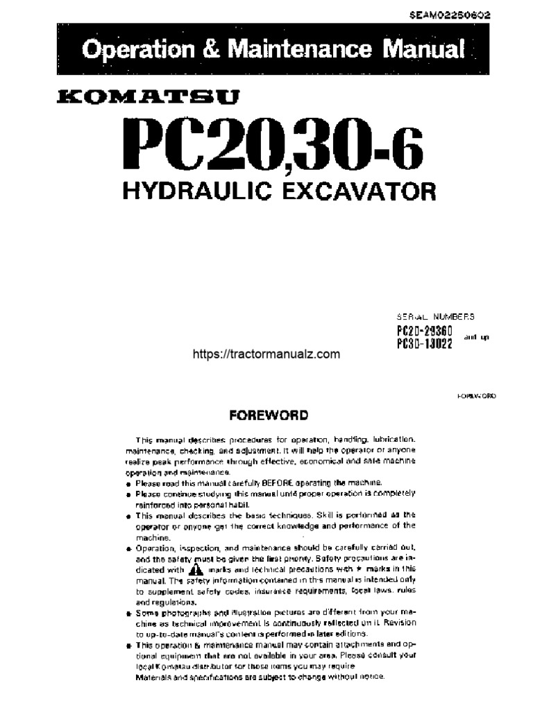 PC20 PC 30 Operation Maintenance Manual | PDF | Business