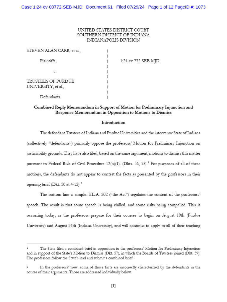 Reply in Support of PI and Opposed To Motions To Dismiss | PDF ...