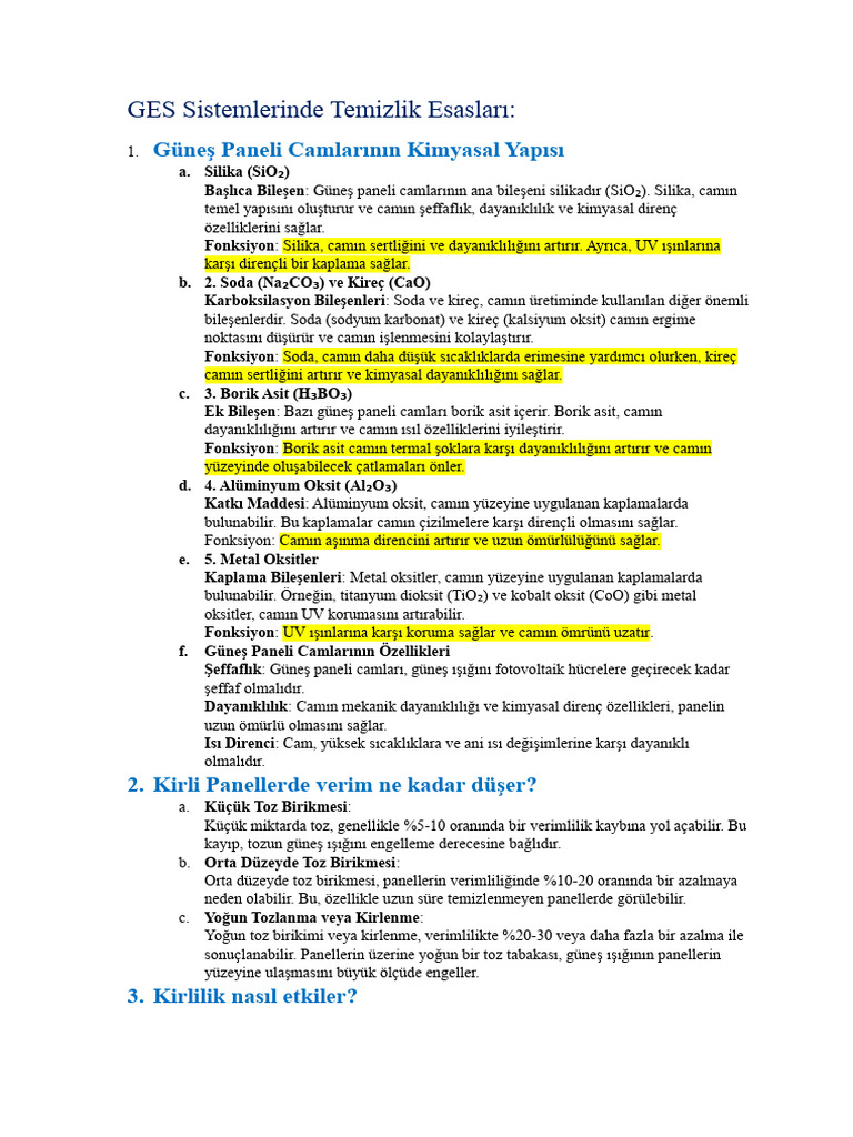 GES Panel Temizliği | PDF