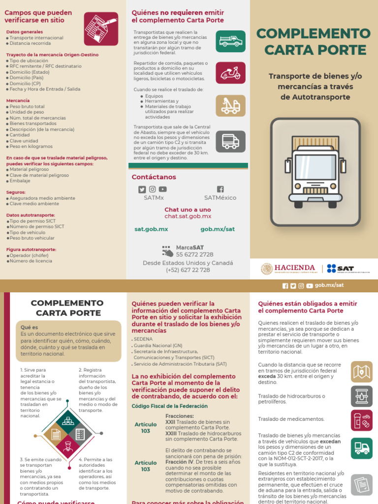 Triptico Complemento Carta Porte | PDF | Contrabando | Transporte