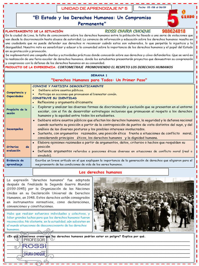 5° DPCC Unidad 5 - Derecho Humanos | PDF | Derechos humanos | Contaminación