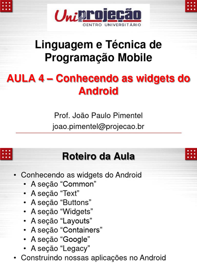 Aula 4 - Conhecendo As Widgets Do Android - 20240301-1940 | PDF | Android (sistema operacional ...
