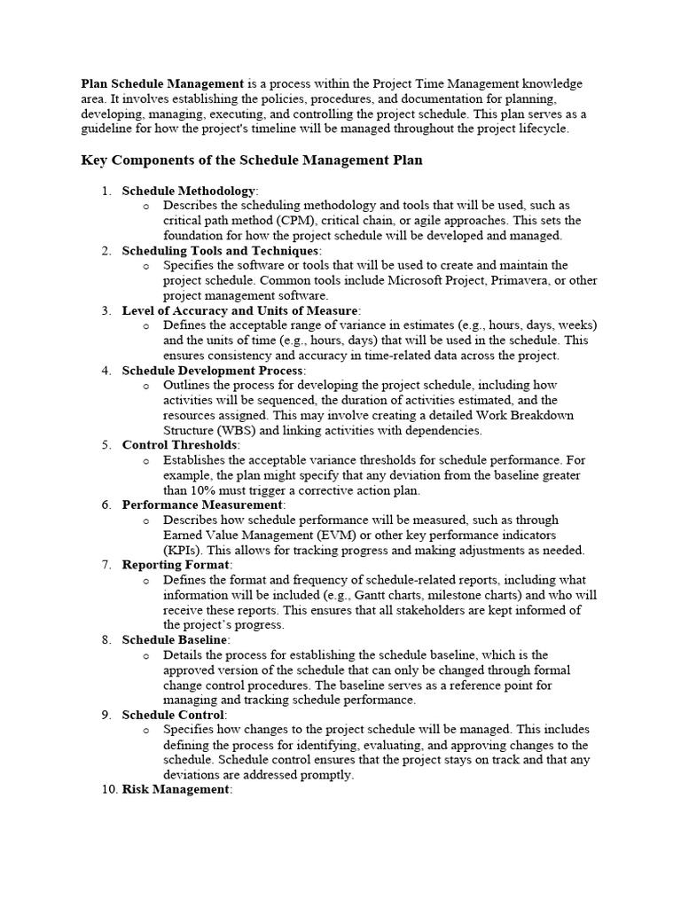 Effective Project Schedule Management Plan | PDF | Project Management ...