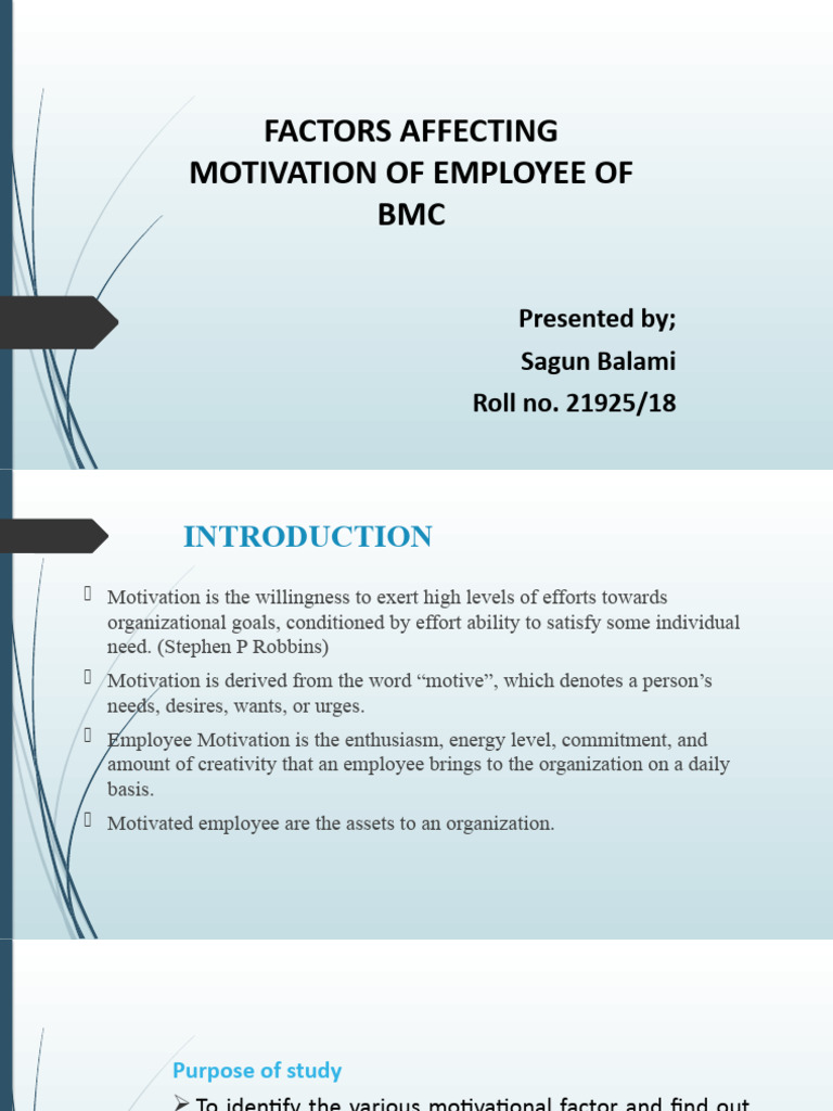 Factors Affecting Motivation of Employee of BMC | PDF | Incentive ...