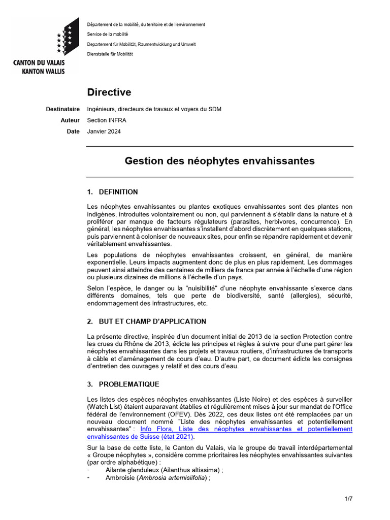 Gestion des néophytes envahissantes 2024 | PDF | Espèces invasives ...