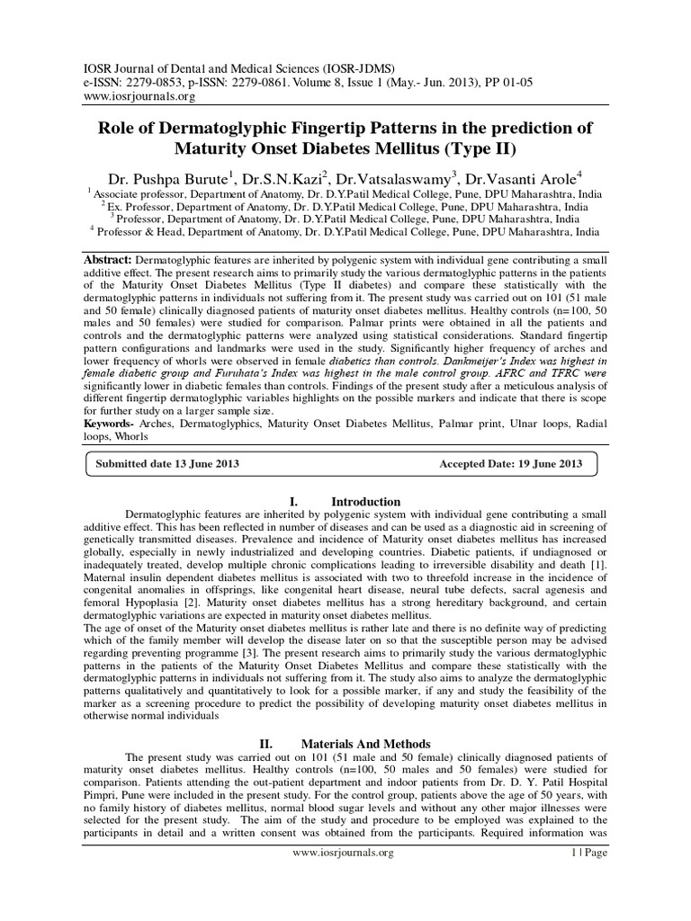 Role of Dermatoglyphic Fingertip Pattern | PDF | Hand | Fingerprint