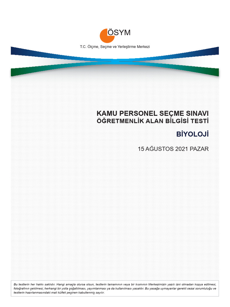 2021 OABT Biyoloji | PDF