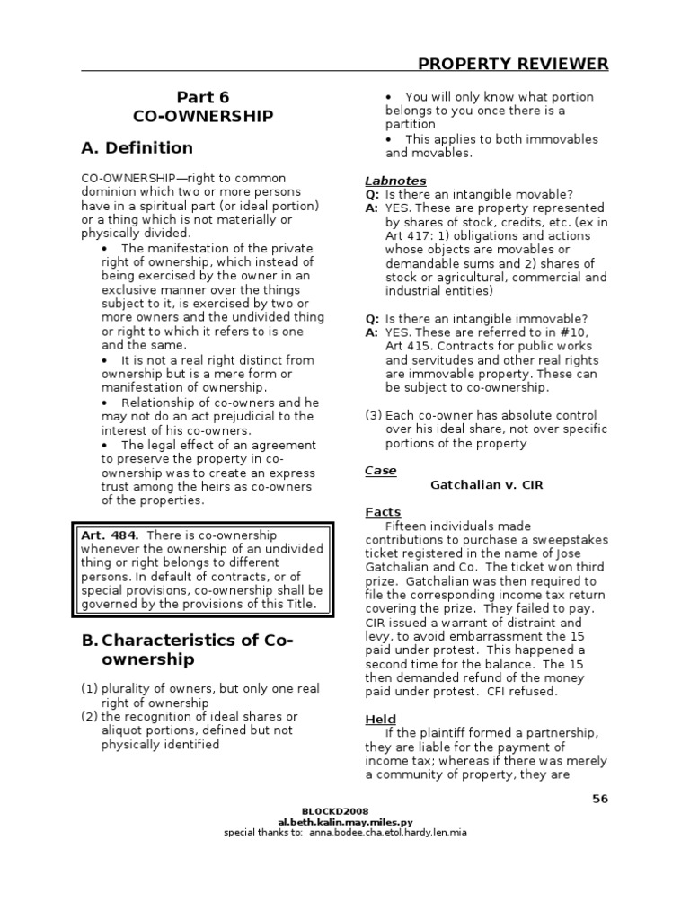 06 Co Ownership | PDF | Lease | Partnership