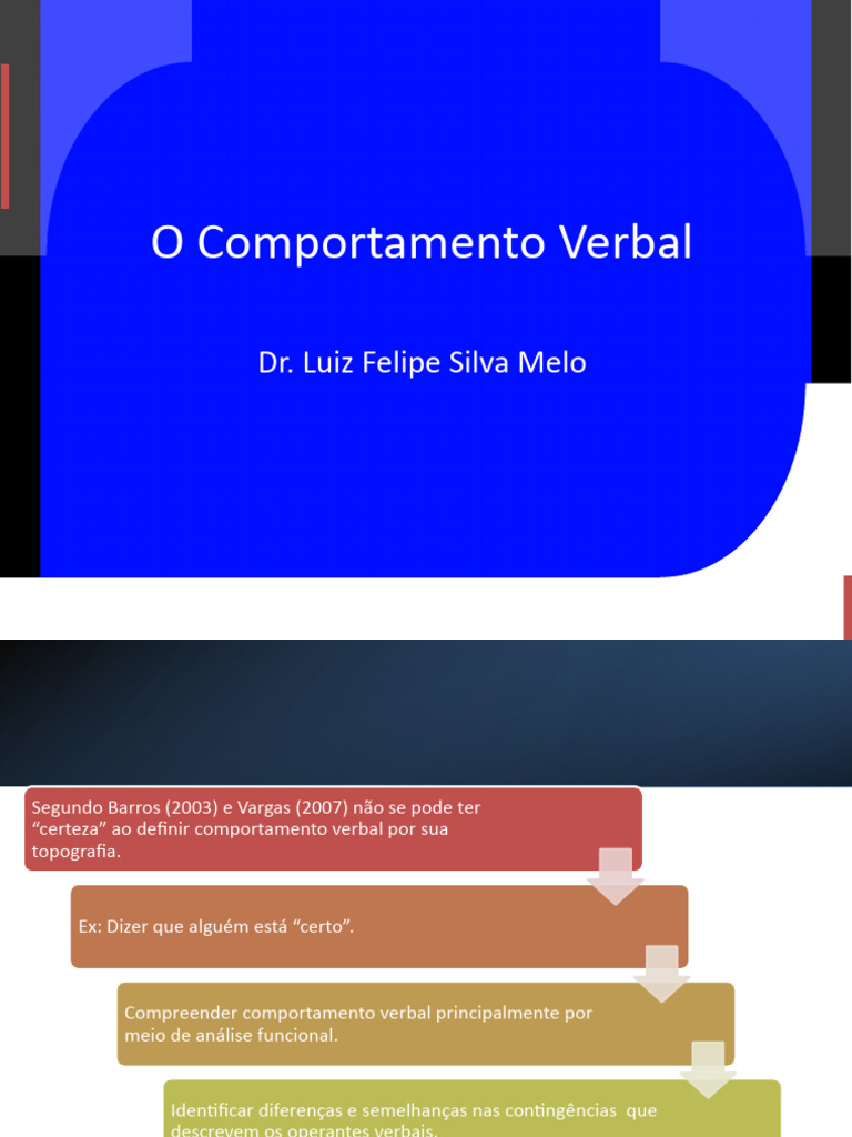 O Comportamento Verbal - Power Point - IPOG | PDF | Behaviorismo | Comportamento