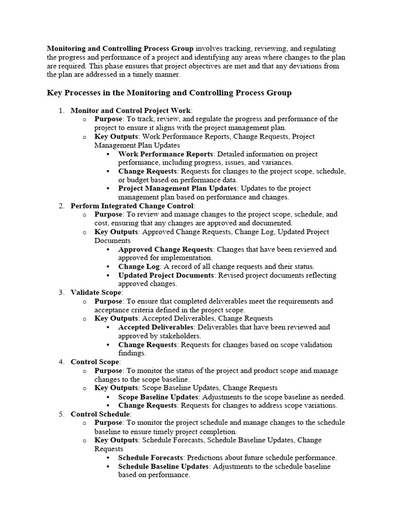 Monitoring and Controlling Process Group | PDF | Project Management ...