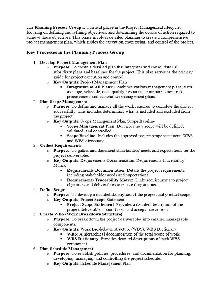 Planning Process Group | PDF | Project Management | Business