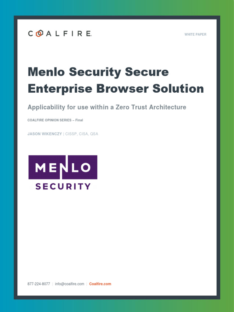 Menlo Security Browser: Zero Trust Guide | PDF | Security | Computer ...