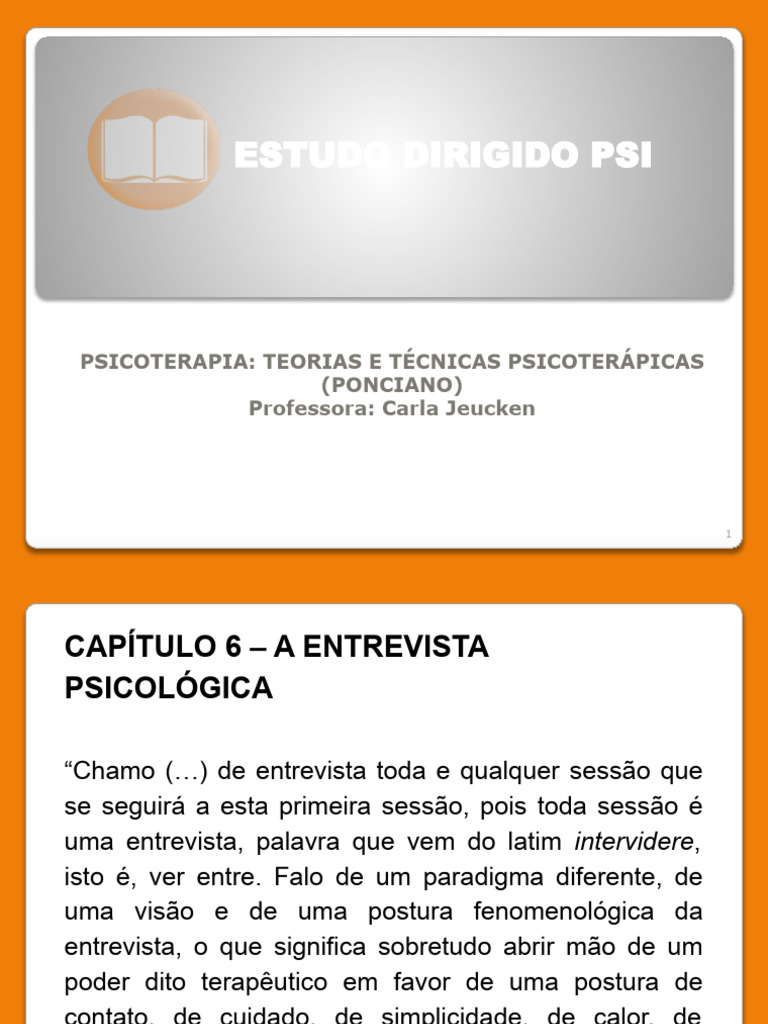 Capitulos 6 e 7 TEORIAS E TEC. PSIC. PONCIANO J. PROF. CARLA JEUCKEN | PDF | Psicologia ...