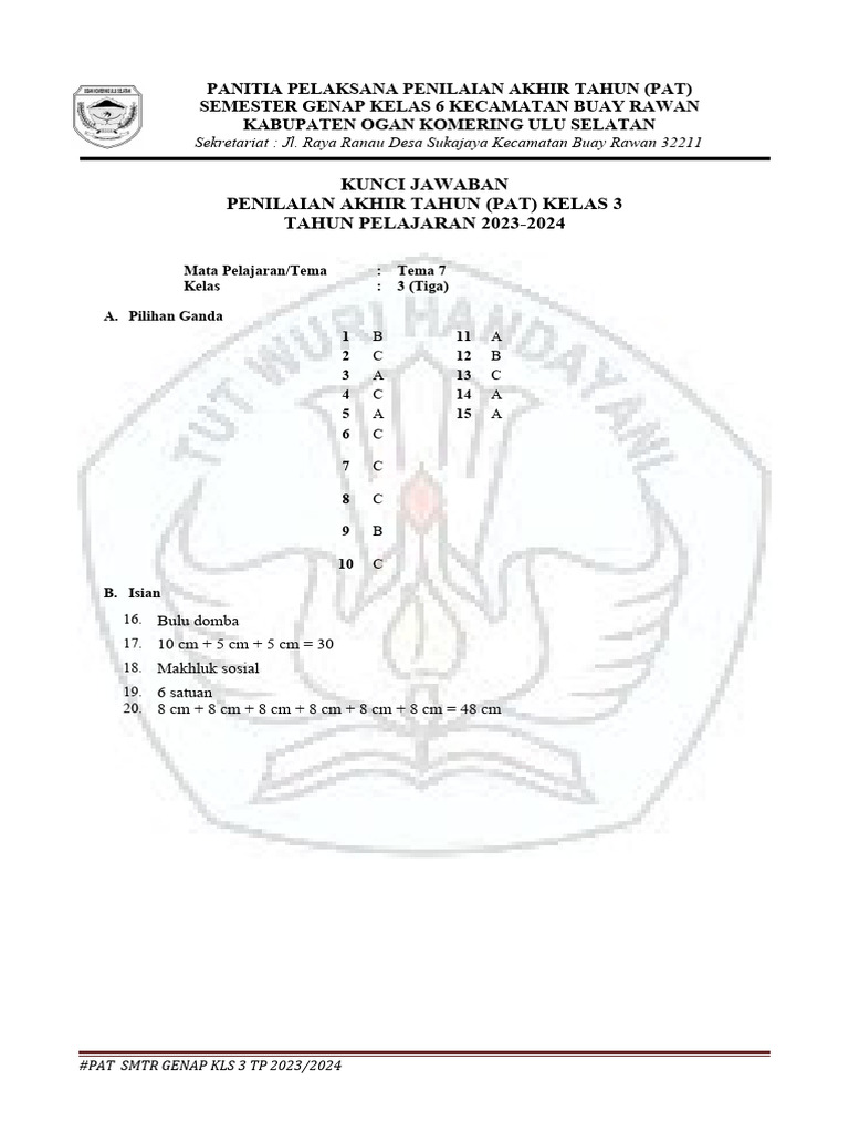 Analisi KD & Jawaban Tema 7 Fix | PDF