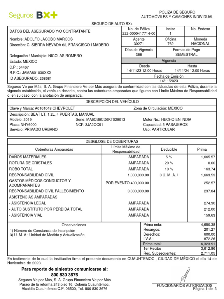 Car Tula - P Liza - 222-0000417714-00 | PDF | Póliza de seguros | Seguro