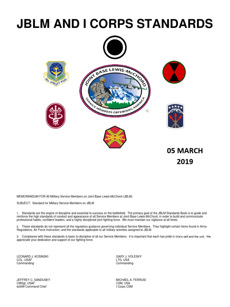 Update JBLM Standards Book - V8 - 05 Mar 2019 | PDF | Military ...