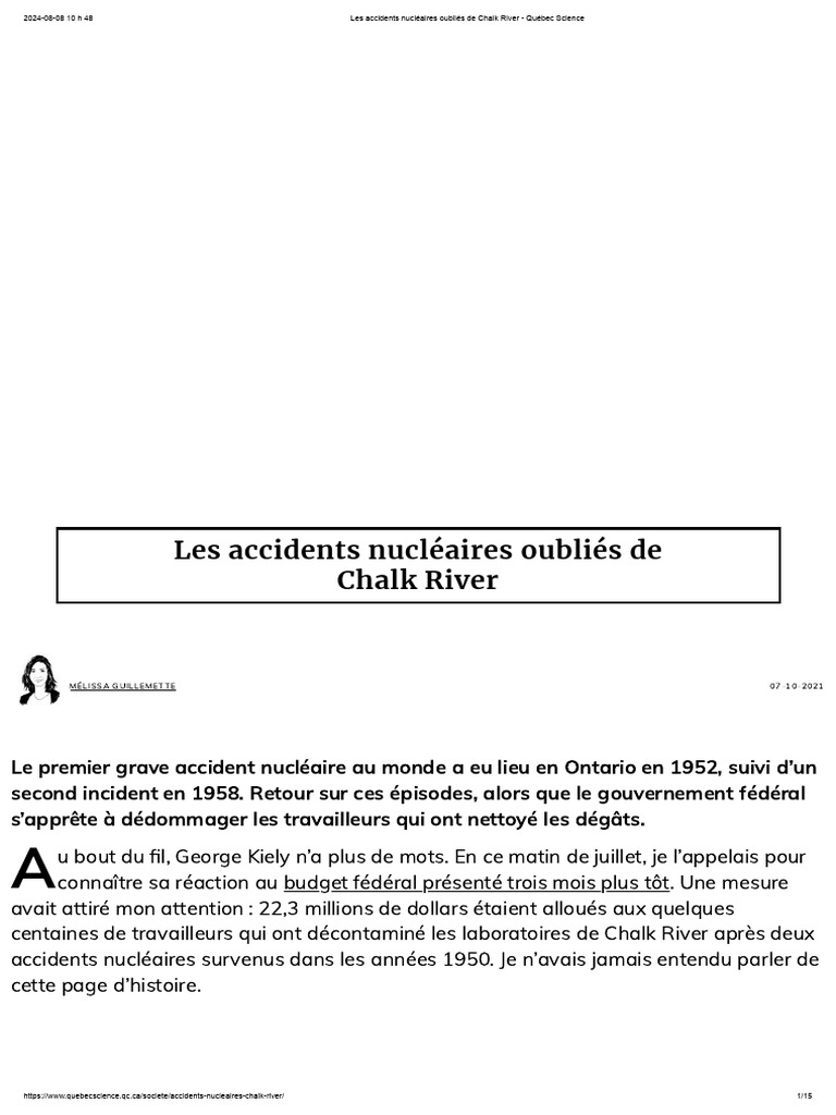 Accidents nucléaires de Chalk River : histoire oubliée | PDF | Réacteur ...