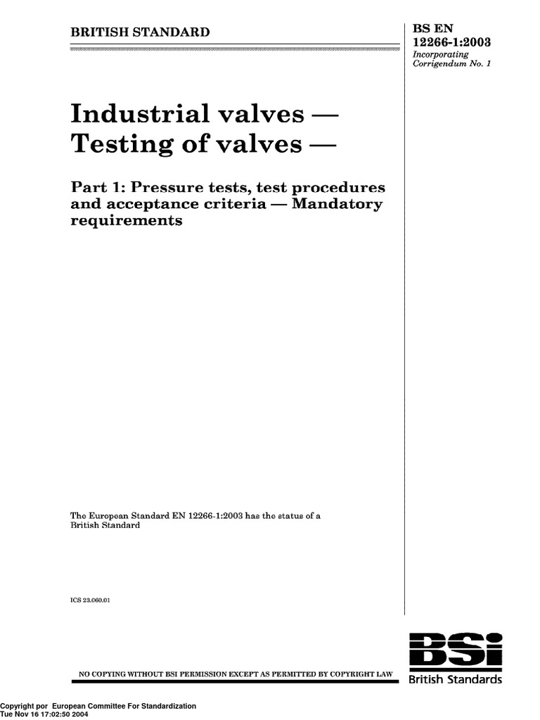 BS 12266-1 2003 en | PDF