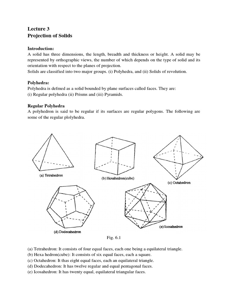 Projection of Solids Explained | PDF | Teaching Methods & Materials