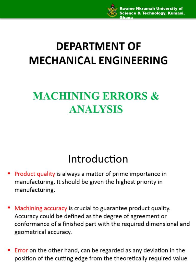 Topic 3-Machining Errors and Analysis | PDF | Machining | Accuracy And ...