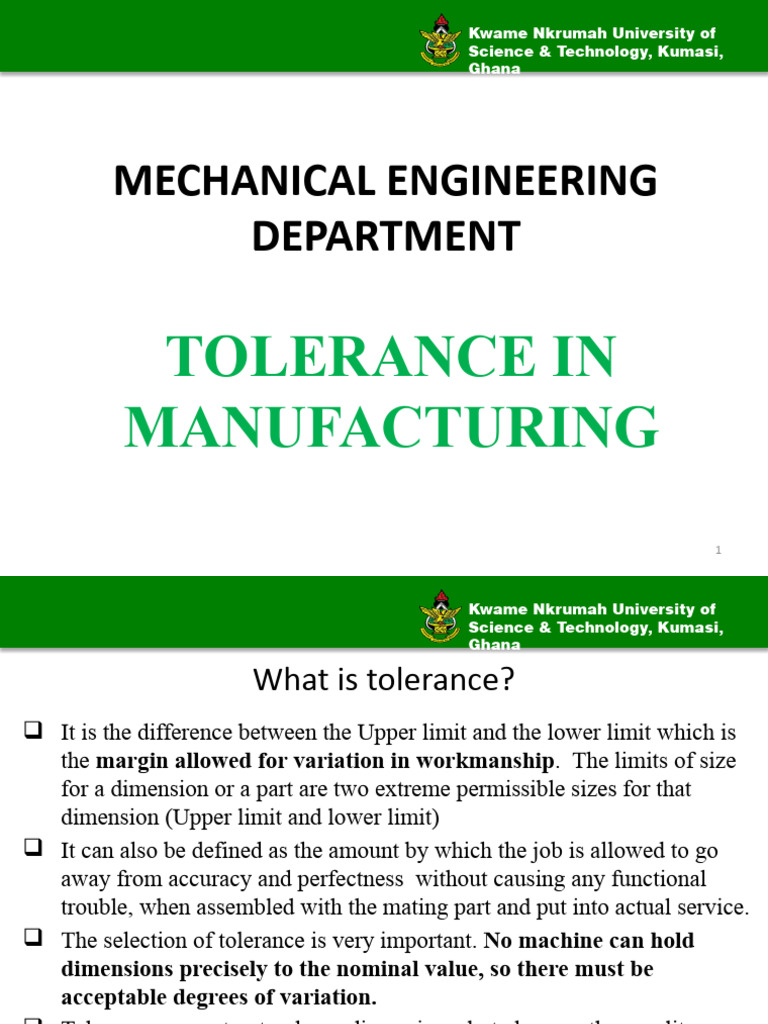 Tolerance in Manufacturing | PDF | Engineering Tolerance | Mechanical ...