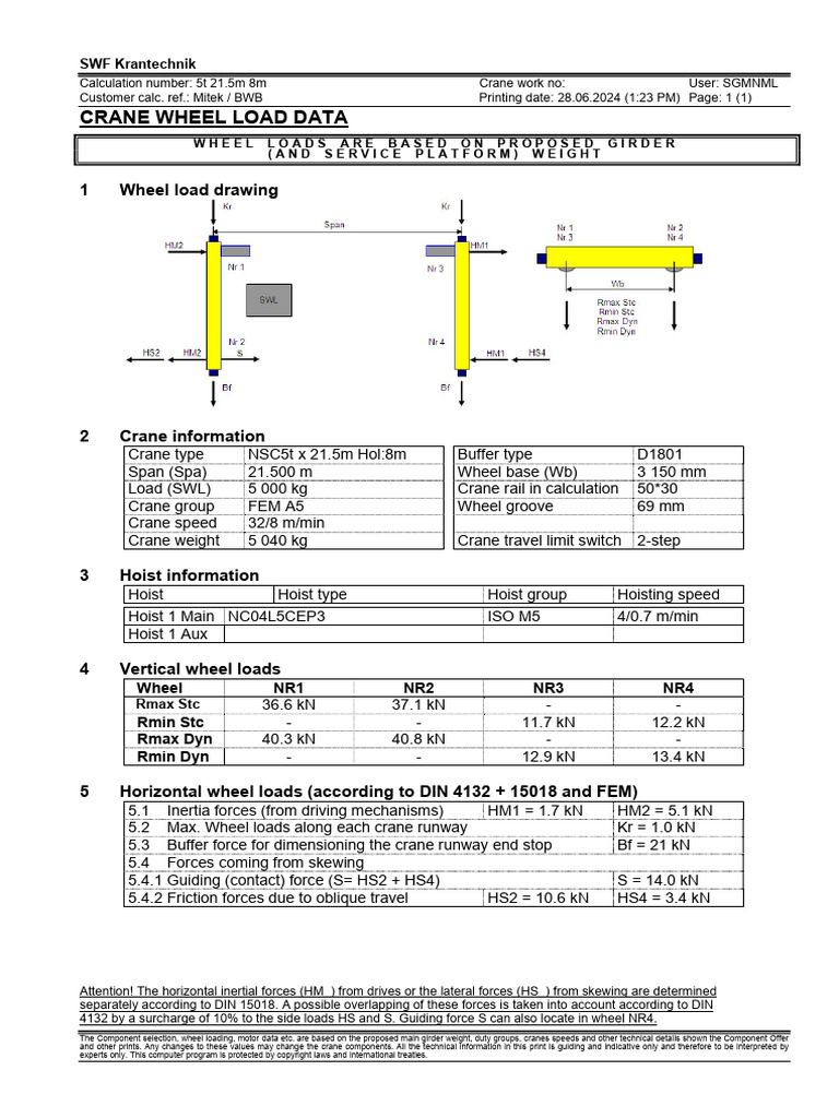 Crane 3x5T-21m | PDF | Crane (Machine) | Mechanical Engineering