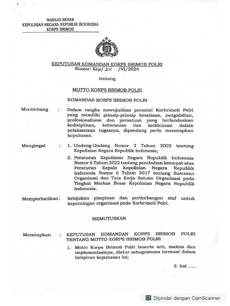 Motto Korps Brimob Polri | PDF