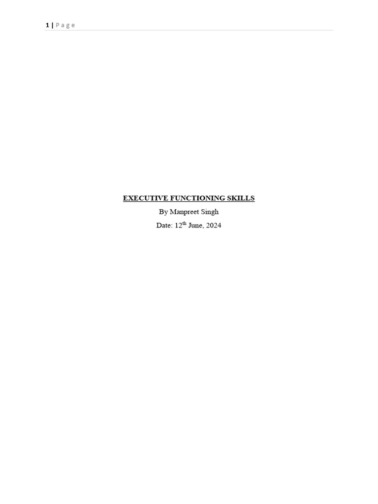 Executive Functioning Skills Pdf Self Improvement