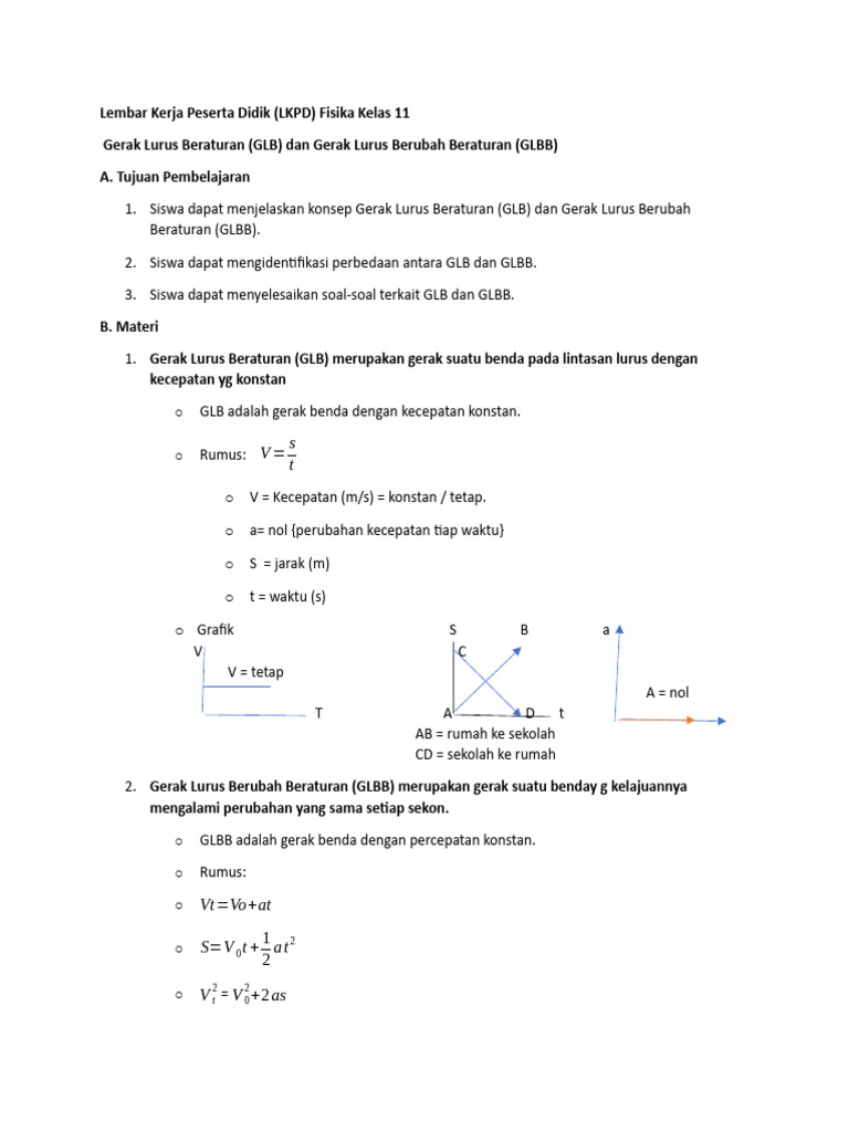 Lembar Kerja Peserta Didik Glb Dan Glbb Pdf