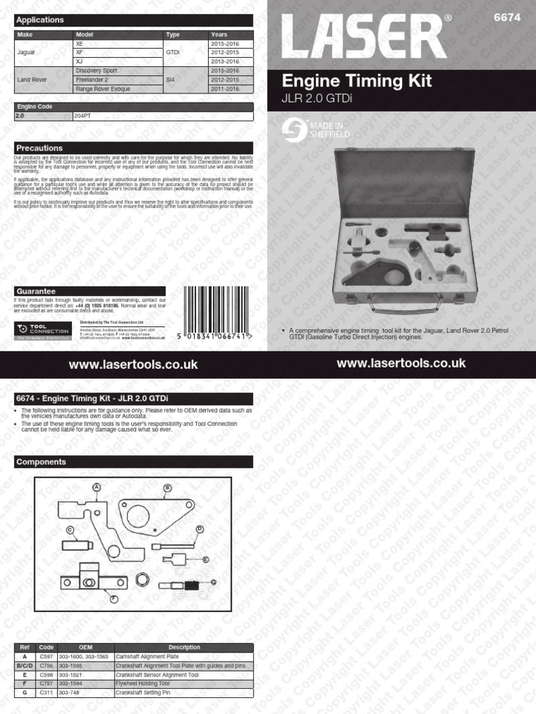 JLR 2.0 GTDi Engine Timing Kit Guide | PDF | Engines | Vehicles