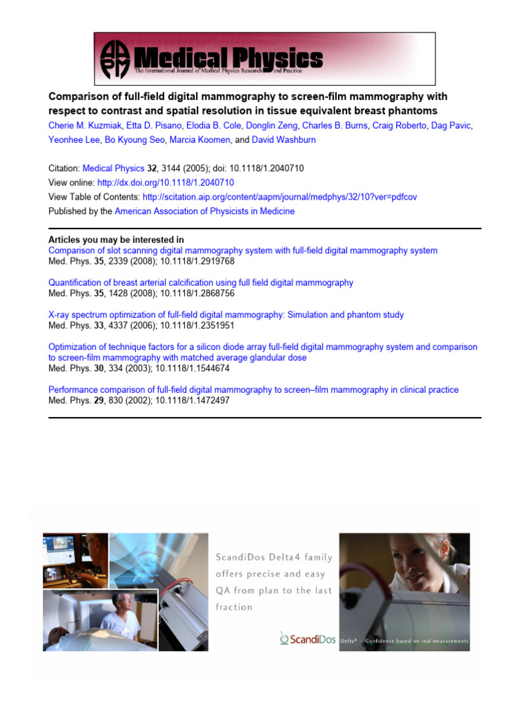 Comparison of Full Field Digital Mammography To Screen Film | PDF | Mammography | Radiology