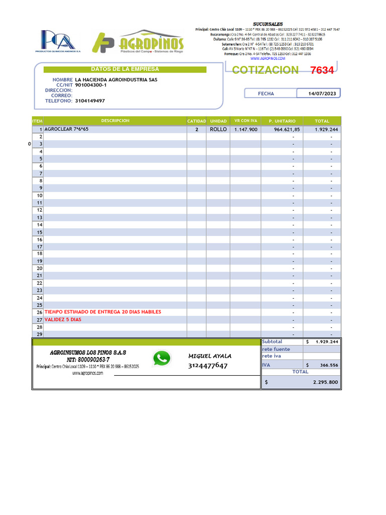 Cotizacion 7634 | PDF