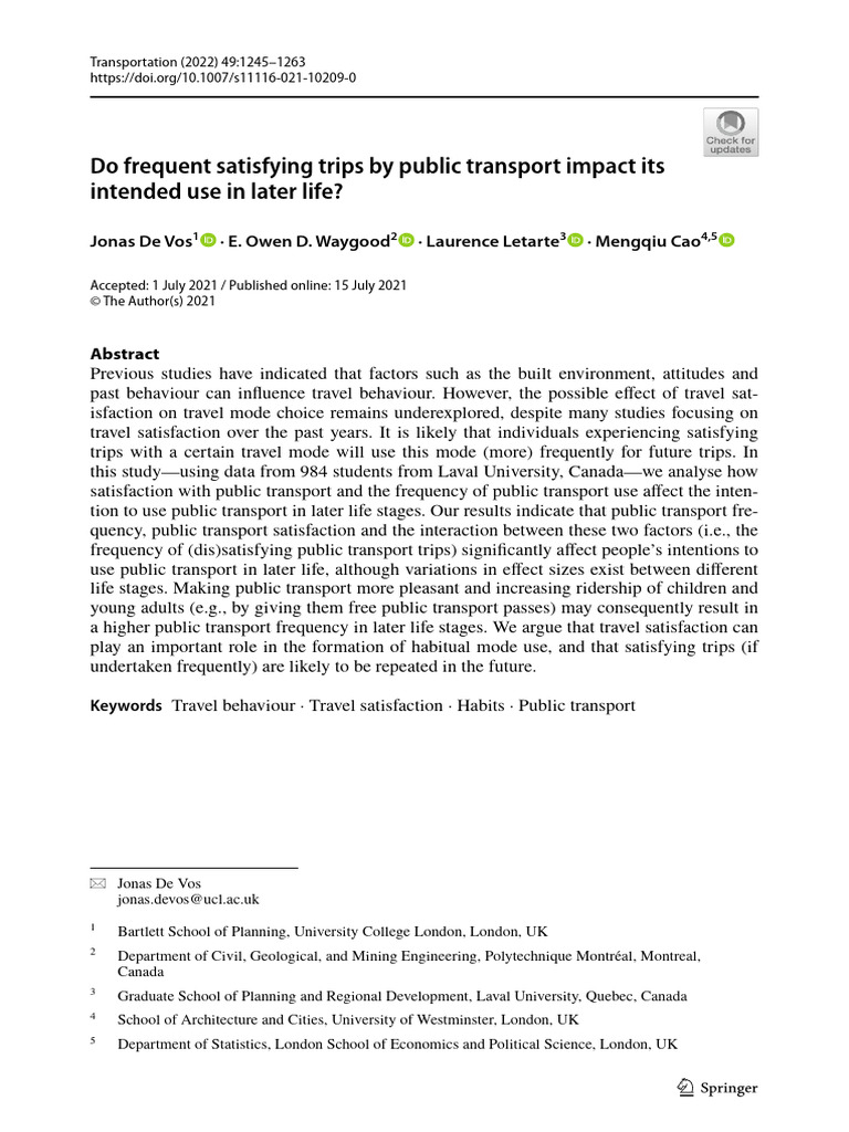 Public Transport Habits & Satisfaction | PDF | Factor Analysis | Survey ...