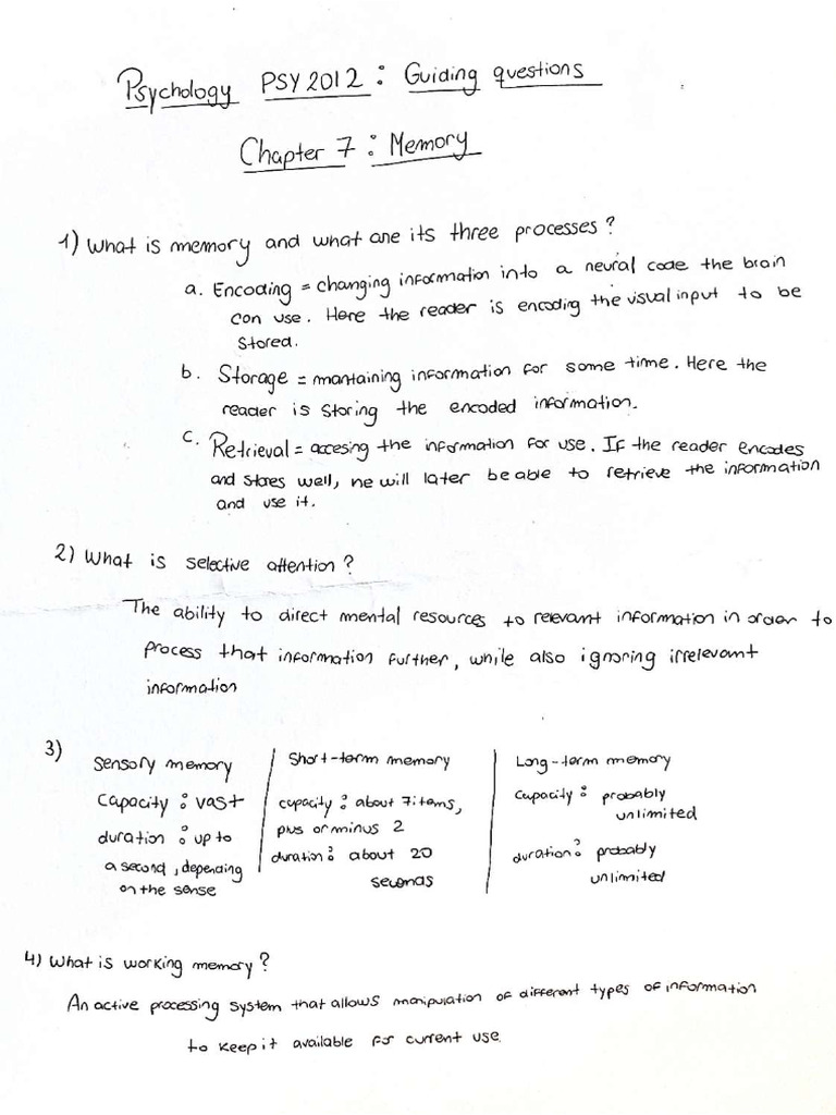 Guiding Questions PSY | PDF