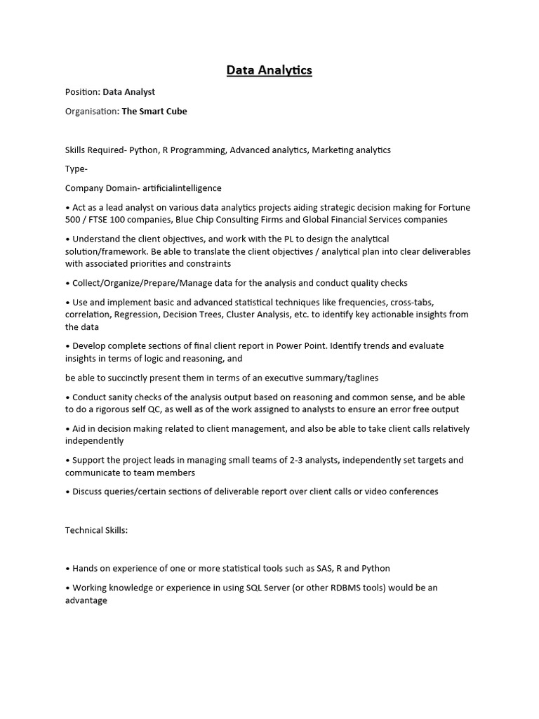 Data Analytics 1 | PDF