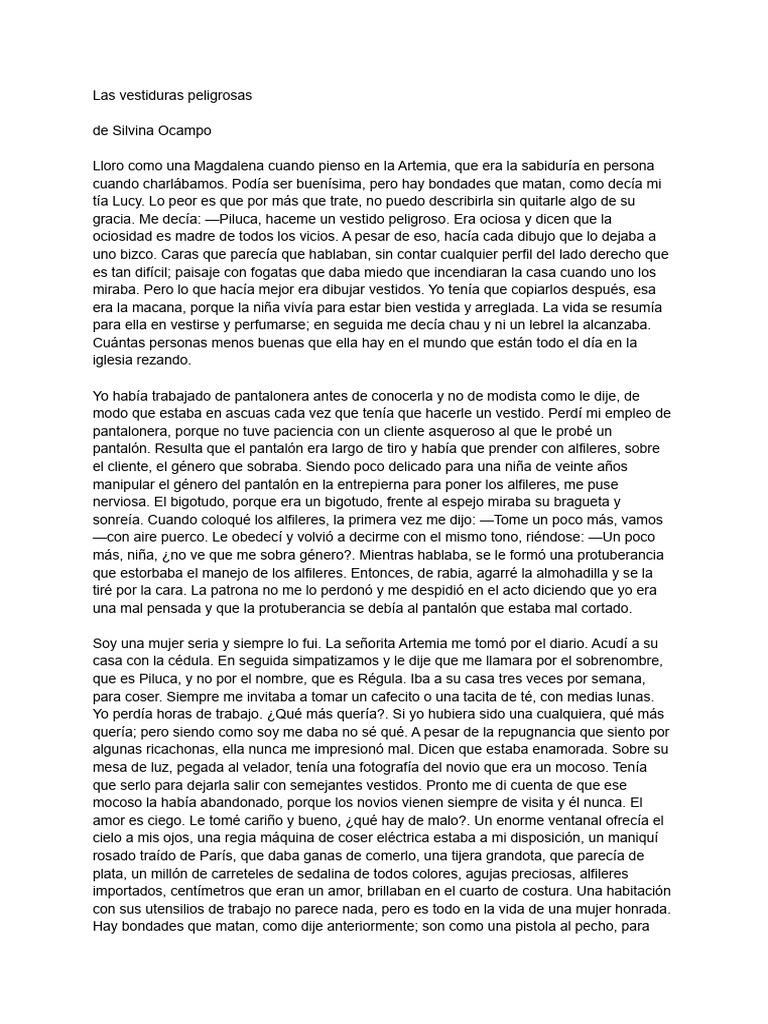 Vestidos Peligrosos de Silvina Ocampo | PDF | Ropa