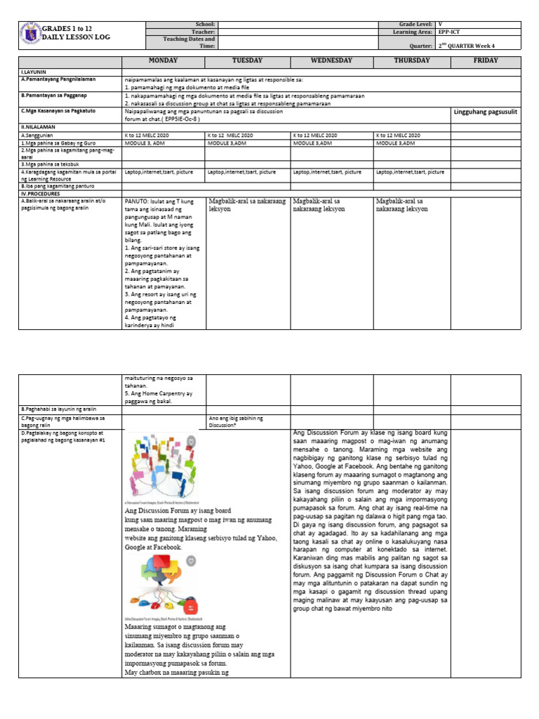 DLL - Epp 5 - Q2 - W4 | PDF