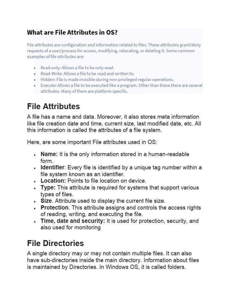 File Attributes | PDF | Computer File | Central Processing Unit File Attributes | PDF | Computer File | Central Processing Unit
