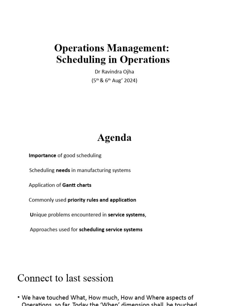 Session 7&8 Scheduling | PDF | Scheduling (Production Processes) | Employment