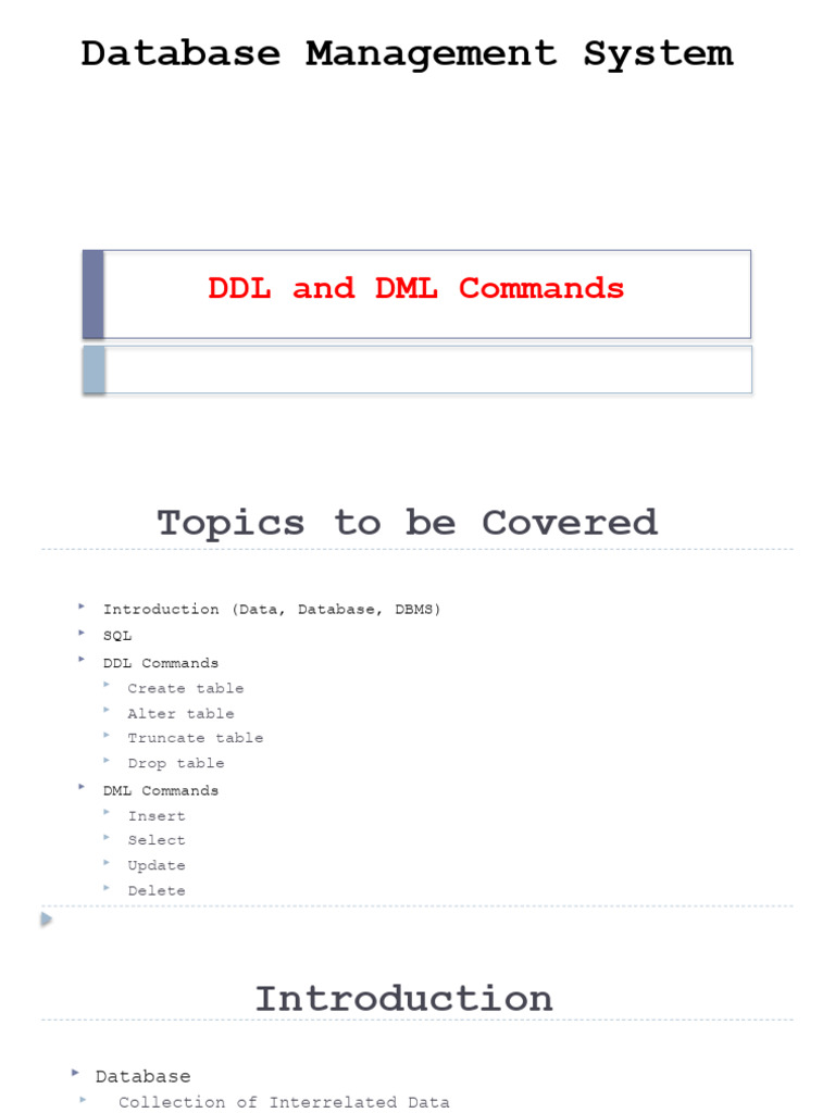 DDL and DML Commands | PDF | Sql | Databases