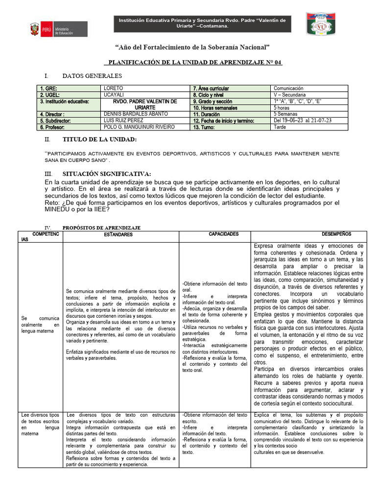 Primero - Experiencia 4 | PDF | Léxico | Aprendizaje