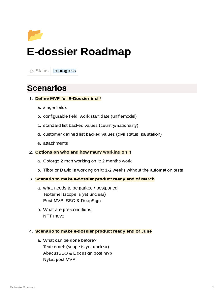 E-Dossier Roadmap Evolutions | PDF | Computing | Information Technology