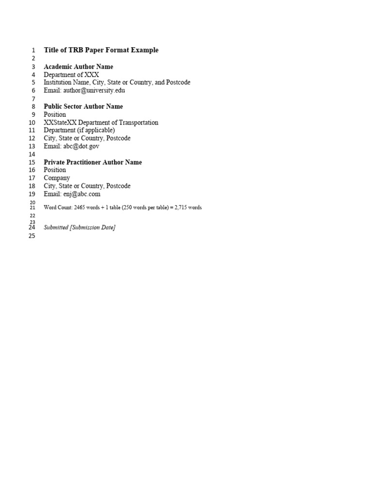 PaperFormatModel TRB2025 | PDF