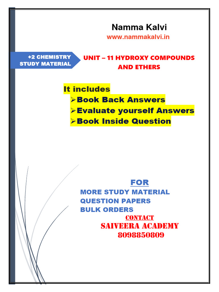 12th Chemistry Unit 11 SAIVERA | PDF | Ether | Acid