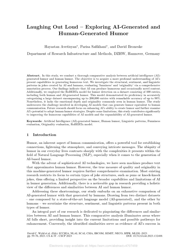 Laughing Out Loud - Exploring AI-Generated and Human-Generated Humor ...