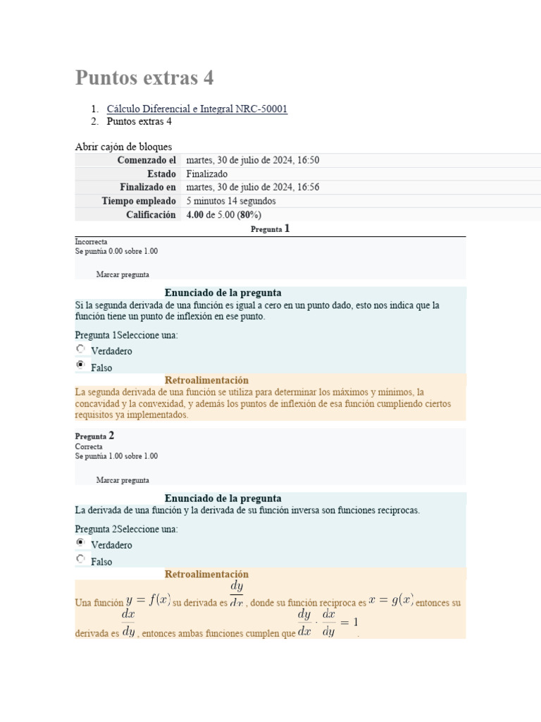 Puntos Extras 4 | PDF | Derivado | Función (Matemáticas)