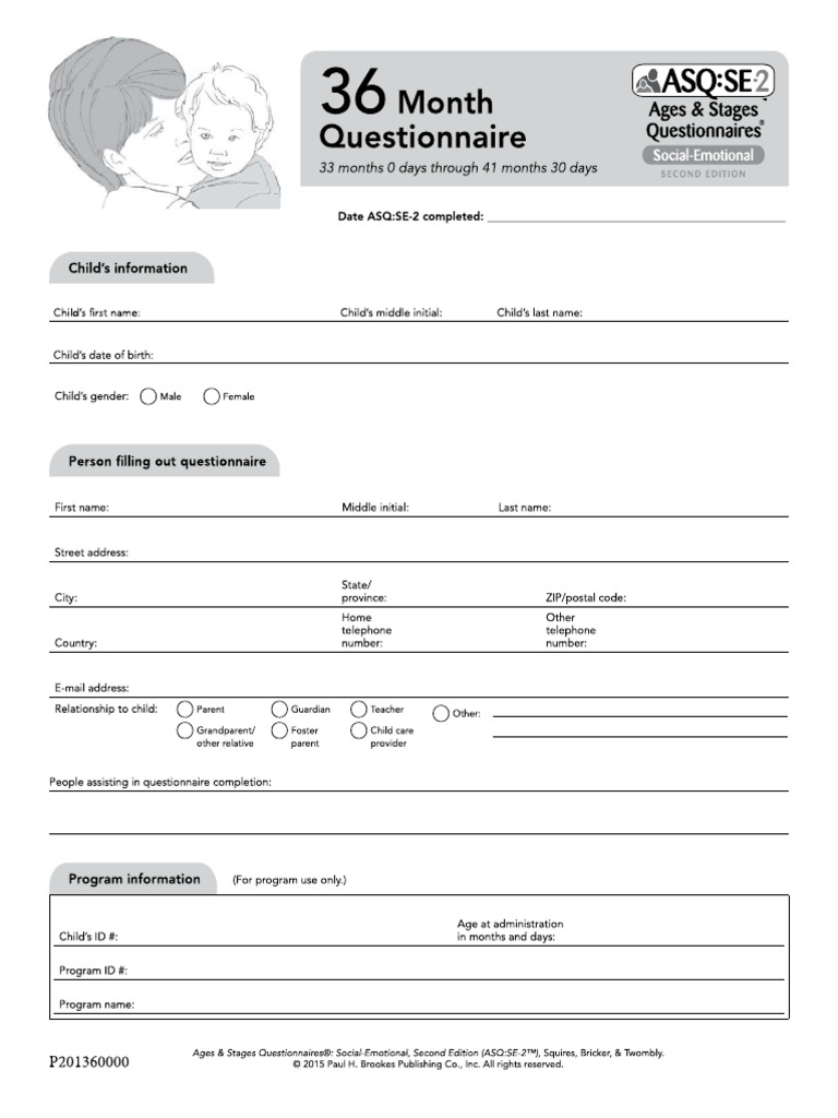 Contoh Alat Screening Usia 36 Bulan - ASQ SE 36 Months | PDF