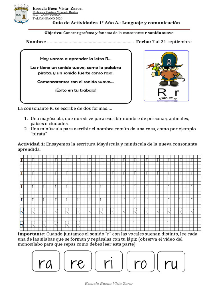 Letra R Suave, R Fuerte | PDF | Sílaba | Comunicación humana