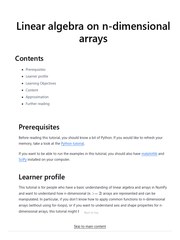 Linear Algebra On N-Dimensional Arrays - NumPy Tutorials | PDF | Matrix ... Linear Algebra On N-Dimensional Arrays - NumPy Tutorials | PDF | Matrix ...