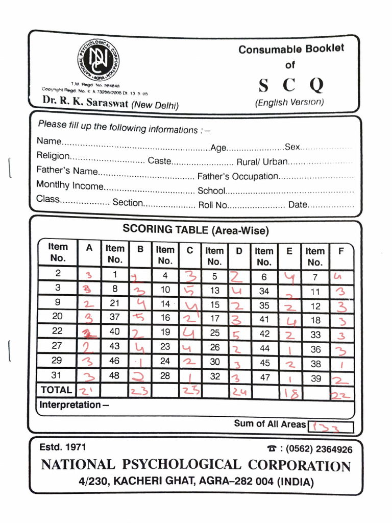 Self Concept Questionnaire | PDF